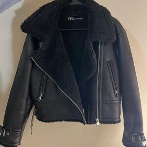 Zara | Jackets & Coats | Zara Black Faux Shearling Jacket | Poshmark